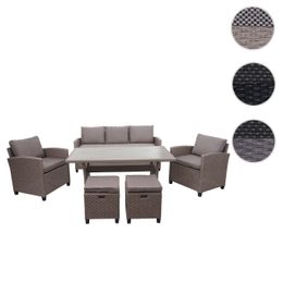Mendler Poly-Rattan Garnitur HWC-E95, Garten-/Lounge-Set Sitzgruppe, Spun Poly halbrundes Rattan ~ Varianten 69076+69077+69078