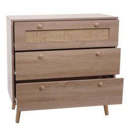 Mendler Schubladenkommode HWC-M39, Schrank Sideboard Highboard, Kubu Rattan Holz Melamin, 78x80x39cm ~ Varia 104214