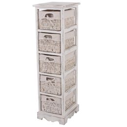 Mendler Regal Kommode mit 5 Korbschubladen 90x25x28cm, Shabby-Look, Vintage ~ Variantenangebot 30434