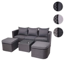 Mendler 3in1-Garnitur HWC-J37, Garten-/Lounge-Set Sonneninsel, Spun Poly Poly-Rattan MVG ~ Variantenangebot 77282
