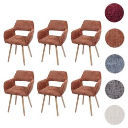 Mendler 6er-Set Esszimmerstuhl HWC-A50 II, K&uuml;chenstuhl Polsterstuhl, Holz Stoff/Textil Chenille (465g/m˛) MV 6x108867