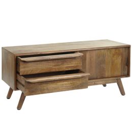 Mendler TV-Rack HWC-L96, Fernsehtisch Lowboard Kommode Schrank, Schubladen Massiv-Holz Mango 46x110x35cm MVG 103196