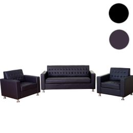 Mendler 3-1-1 Sofagarnitur Kunda, Couch Loungesofa Kunstleder, Metall-F&uuml;&szlig;e ~ Variantenangebot 55140