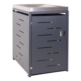 Mendler XL 1er-/2er-M&uuml;lltonnenverkleidung HWC-H40, M&uuml;lltonnenbox, Pflanzkasten Edelstahl-Metall 40kg 125x75x 73384+73385