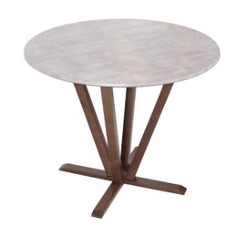 Mendler Bistrotisch HWC-M56, Tisch Esstisch, Massiv-Holz HPL Laminat Melamin Ř92cm, Beton-Optik, braunes Ges 103991