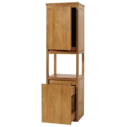 Mendler Teak-Hochschrank HWC-M71, Badschrank Badregal Badezimmer, hochwertiges B-Grade-Teak (Kernholz, 20-30 104496