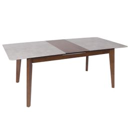 Mendler Esszimmertisch HWC-M57, Esstisch, Massiv-Holz Laminat Melamin 160-200x90cm, ausziehbar Beton-Optik, 103992