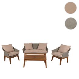 Mendler Gartengarnitur HWC-N37, Garten-/Lounge-Set Sofa Sitzgruppe, Poly-Rattan Holz Akazie ~ Variantenangeb 106222