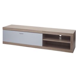 Mendler TV-Rack HWC-L33, TV-Board Fernsehtisch Lowboard TV-Schrank Kommode, Holz 43x180x41cm Staufach, Eiche 98503+99637