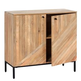 Mendler Highboard HWC-L95, Kommode Schrank Sideboard, Massiv-Holz Mango 86x90x43cm MVG-zertifiziert, natur ~ 103180