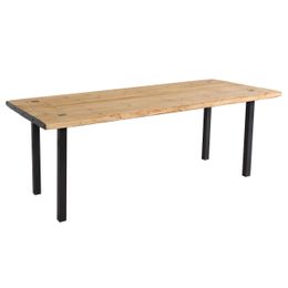 Mendler Esstisch HWC-L75, Tisch Esszimmertisch, Industrial Massiv-Holz MVG-zertifiziert 200x90cm, natur ~ Va 117572+117573