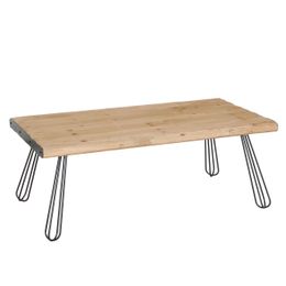 Mendler Couchtisch HWC-L73, Tisch Wohnzimmertisch, Industrial Massiv-Holz MVG-zertifiziert 120x60cm, natur ~ 117566