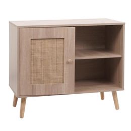 Mendler Kommode HWC-M39, Schrank Sideboard Highboard, Staufach, Kubu Rattan Holz Melamin, 67x80x38cm Eiche-O 104213