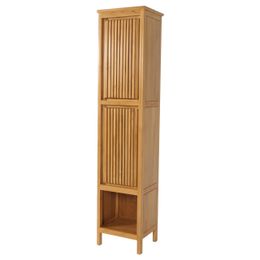 Mendler Teak-Hochschrank HWC-M70, Badschrank, 2 T&uuml;ren 5 F&auml;cher, hochwertiges B-Grade-Teak (Kernholz, 20-30 J 104494