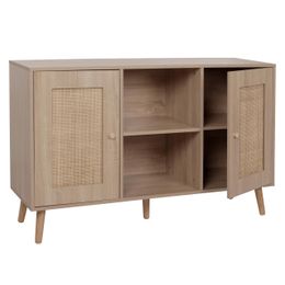 Mendler Sideboard HWC-M42, Schrank Kommode Highboard, Stauf&auml;cher, Kubu Rattan Holz Melamin, Eiche-Optik ~ Va 104218+104219