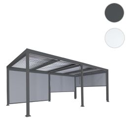 Mendler Alu Pergola HWC-L41 mit 3x Seitenwand, Lamellen-Pavillon, stabiles 8cm-Metall-Gestell 3x6m ~ Variant 98771+98772+98773+98774+3x98787