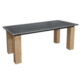 Mendler Esstisch HWC-L76, Tisch Esszimmertisch, Industrial Massiv-Holz MVG-zertifiziert 200x100cm, natur mit 117588+117589