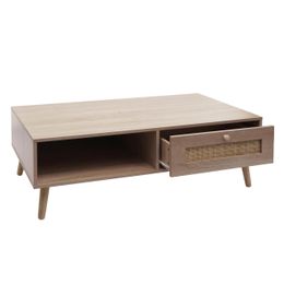 Mendler Couchtisch HWC-M39, Wohnzimmertisch Beistelltisch Sofatisch, Schublade Kubu Rattan Holz Melamin, 37x 104212