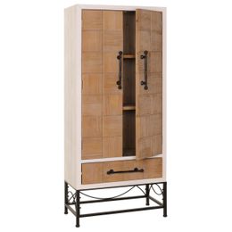 Mendler Hochschrank HWC-N30, Schrank B&uuml;cherschrank Wohnzimmerschrank mit T&uuml;ren und Schublade, Massiv-Holz MD 106172