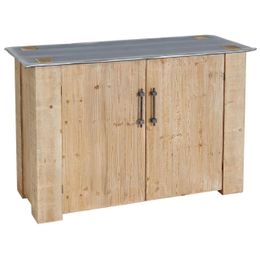 Mendler Sideboard HWC-L76, Kommode Schrank, Industrial Massiv-Holz MVG-zertifiziert 80x120x48cm, natur mit M 117608