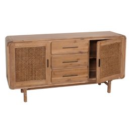 Mendler Sideboard HWC-M47, Schrank Kommode Highboard, Stauf&auml;cher Schublade, Rattan Akazie Massiv-Holz gebeiz 105014