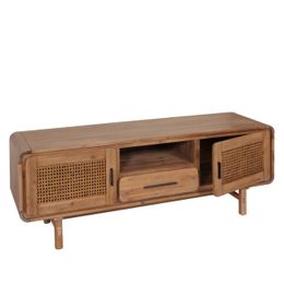 Mendler TV-Rack HWC-M47, Fernsehtisch Lowboard Kommode, Stauf&auml;cher Schublade, Rattan Akazie Massiv-Holz gebe 105011