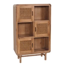 Mendler Highboard HWC-M47, Kommode Schrank Sideboard, Stauf&auml;cher, Rattan Akazie Massiv-Holz gebeizt 141x90x3 105016