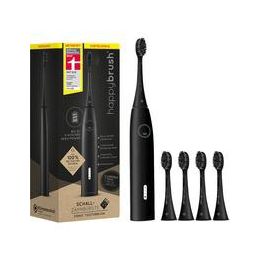 happybrush ECO VIBE 3 Starterkit All Black + 4 Refills, Elektrische Zahnb&uuml;rste schwarz
