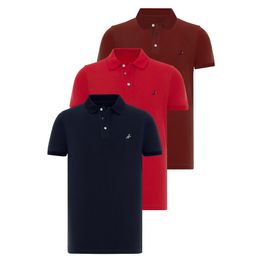 Moxx Paris 3 Pack Polo T-Shirt Herren Gr&ouml;&szlig;e M navy / braun / rot