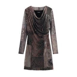 Desigual Kleid Damen Gr&ouml;&szlig;e 38 braun / brokat / hellgrau / schwarz Winterkleid
