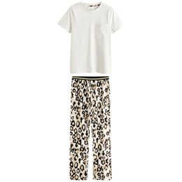 next Pyjama Damen Gr&ouml;&szlig;e XS mokka / graumeliert / schwarz / offwhite Winterkleid