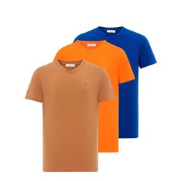 Anou Anou Shirt Herren Gr&ouml;&szlig;e L dunkelblau / cappuccino / orange