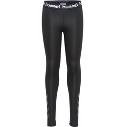 Hummel Leggings 'Tona' M&auml;dchen Gr&ouml;&szlig;e 104 dunkelgrau / schwarz / wei&szlig;