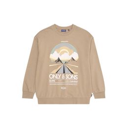 Only & Sons Junior Sweatshirt 'OSJROAD' boy size 146/152 Beige / Dark beige / Dusty blue / White