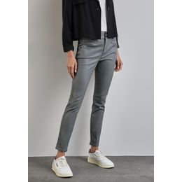 Stretch-Hose Street One, Damen, Gr. 44, Länge 30, grau (sagewood grau), Obermaterial: 79% Viskose, 18% Nylon, 3% Elasthan, feminin, slim fit lang, Hosen