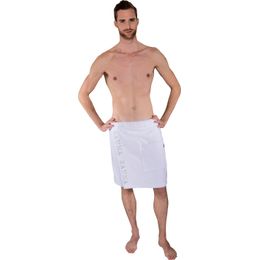 WEWO-Fashion Kilt WEWO FASHION "9535, ideal für Sauna & Spa", weiß, L:50cm, Baumwolle, Hausmäntel, Saunakilt für Herren, Klettverschluss, aufgesetzte Tasche & Bestickung