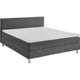 Boxbett "Edison", grau (dunkelgrau), B:180cm L:209cm, Bezug Bett: Cord (65% Polypropylen, 35% Polyester), ATLANTIC HOME COLLECTION, Komplettbetten, Boxspringbett, inkl. Bonnellfederkern-Matratze und Topper