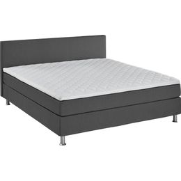 Boxbett "Edison", grau, B:180cm L:209cm, Bezug Bett: Strukturstoff (65% Polypropylen, 35% Polyester), ATLANTIC HOME COLLECTION, Komplettbetten, Boxspringbett, inkl. Bonnellfederkern-Matratze und Topper