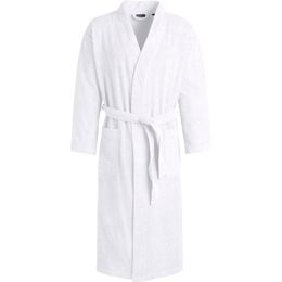 Unisex-Bademantel Egeria "Topas, ideal für Sauna & Spa, Hotelbademantel, Morgenmantel" Gr. XL, weiß, L:130cm in Gr. XL, Walkfrottee, Hausmäntel, für Damen & Herren, in Kimonoform