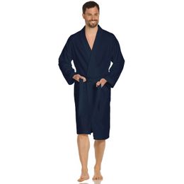 Unisex-Bademantel Vossen "Dallas, ideal für Sauna & Spa, Hotelbademantel, Morgenmantel" Gr. L, blau (dunkelblau), L:110cm in Gr. L, Webvelours, Hausmäntel, für Damen & Herren, reine Baumwolle, mit Kimono-Kragen