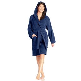 Unisex-Bademantel Vossen "Texas, ideal für Sauna & Spa, Hotelbademantel, Morgenmantel" Gr. S, blau (dunkelblau), L:110cm in Gr. S, Webvelours, Hausmäntel, für Damen & Herren