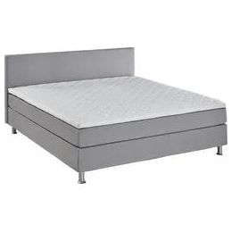 Boxbett "Edison", grau (hellgrau), B:180cm L:209cm, Bezug Bett: Strukturstoff (65% Polypropylen, 35% Polyester), ATLANTIC HOME COLLECTION, Komplettbetten, Boxspringbett, inkl. Bonnellfederkern-Matratze und Topper