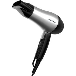 Haartrockner Grundig "HD 2200", schwarz (silber, schwarz), HaartrocknerB:12,6cm H:20,7cm T:6,7cm, Kunststoff, Metall, für Sport und Reise, B:12,6cm H:20,7cm T:6,7cm