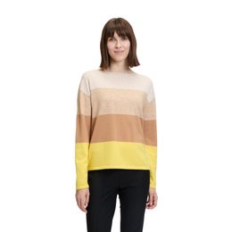 Strickpullover Betty Barclay "Betty Barclay Feinstrickpullover mit Color Blocking", Damen, Gr. 36, beige (patch beige, gelb), Strick, Obermaterial: 50% Viskose, 27% Polyamid, 23% Polyester., casual, lässig geschnitten normal, U-Boot-Ausschnitt, Langarm, Pullover, Material