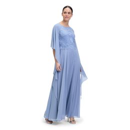 Multifunktionstuch Vera Mont "Vera Mont Chiffonstola mit Volant", Damen, Gr. M, blau (light steel blau), Chiffon, Polyester, festlich, Modetücher Stola, Nahtführung