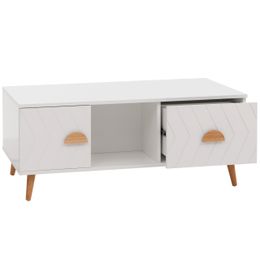 Mendler Couchtisch HWC-N89, Beistelltisch Sofatisch, Schubladen T&uuml;ren F&auml;cher Fischgr&auml;tenmuster Melamin Holz, 109693