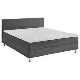 Boxbett "Edison", grau (dunkelgrau), B:160cm L:209cm, Bezug Bett: Cord (65% Polypropylen, 35% Polyester), ATLANTIC HOME COLLECTION, Komplettbetten, Boxspringbett, inkl. Bonnellfederkern-Matratze und Topper