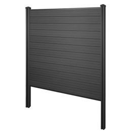 MCW WPC-Sichtschutz Savoie, Windschutz Zaun, WPC-Pfosten zum Einbetonieren ~ Basiselement, 195cm anthrazit