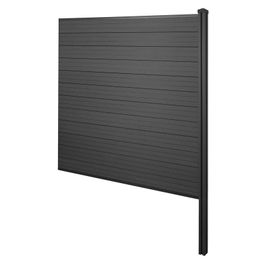 MCW WPC-Sichtschutz Savoie, Windschutz Zaun, WPC-Pfosten zum Einbetonieren ~ Erweiterungselement, 188cm anthrazit