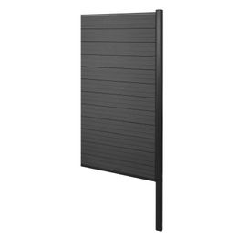 MCW WPC-Sichtschutz Savoie, Windschutz Zaun, Alu-Pfosten zum Einbetonieren ~ Erweiterungselement schmal, 95cm anthrazit
